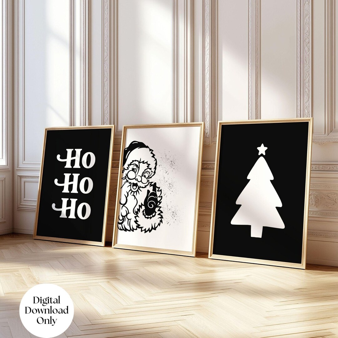 Christmas Art Print, Set of 3, Christmas Printable Wall Art, Xmas Home ...