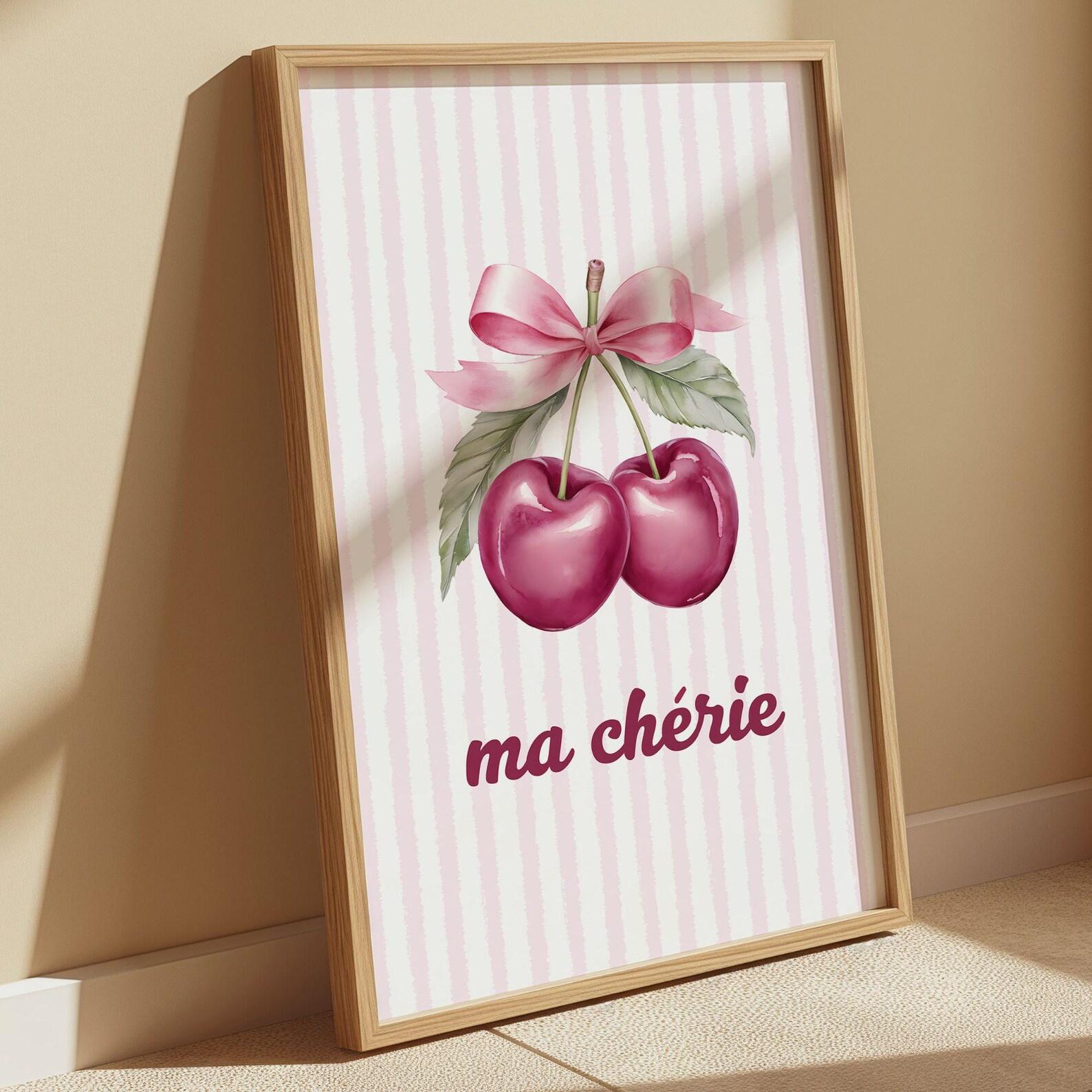 Trendy Ma Cherie Digital Art, Cherries Art Digital Print, Cherry ...
