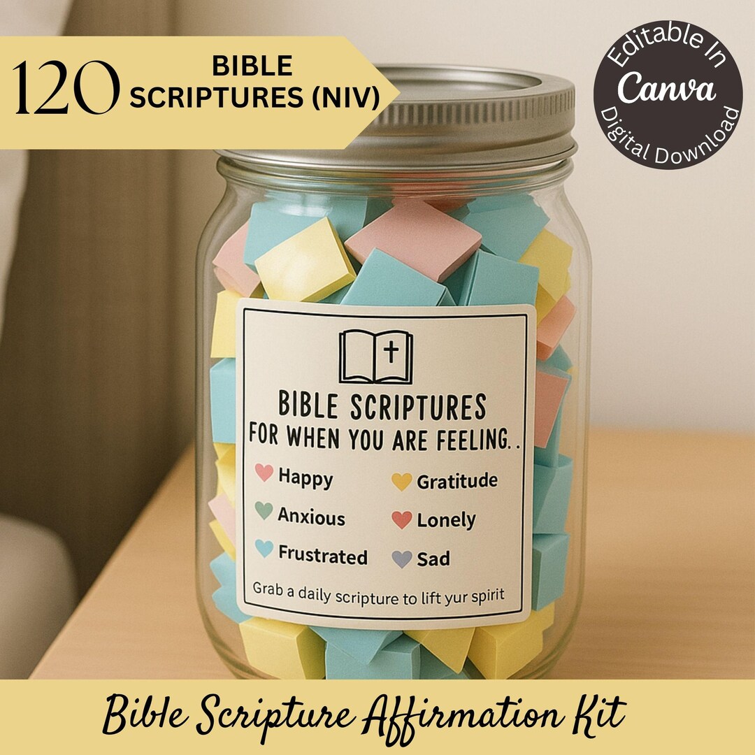 DIY Bible Scriptures Jar Kit, Printable Bible Verses, Daily ...