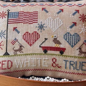 Red White & True Paper Cross Stitch Chart – Patriotic Americana Design by the Camping Stitcher ...