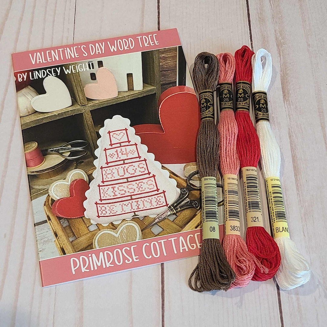 Primrose Cottage Valentine's Day Word Tree Pattern With DMC Floss - Etsy