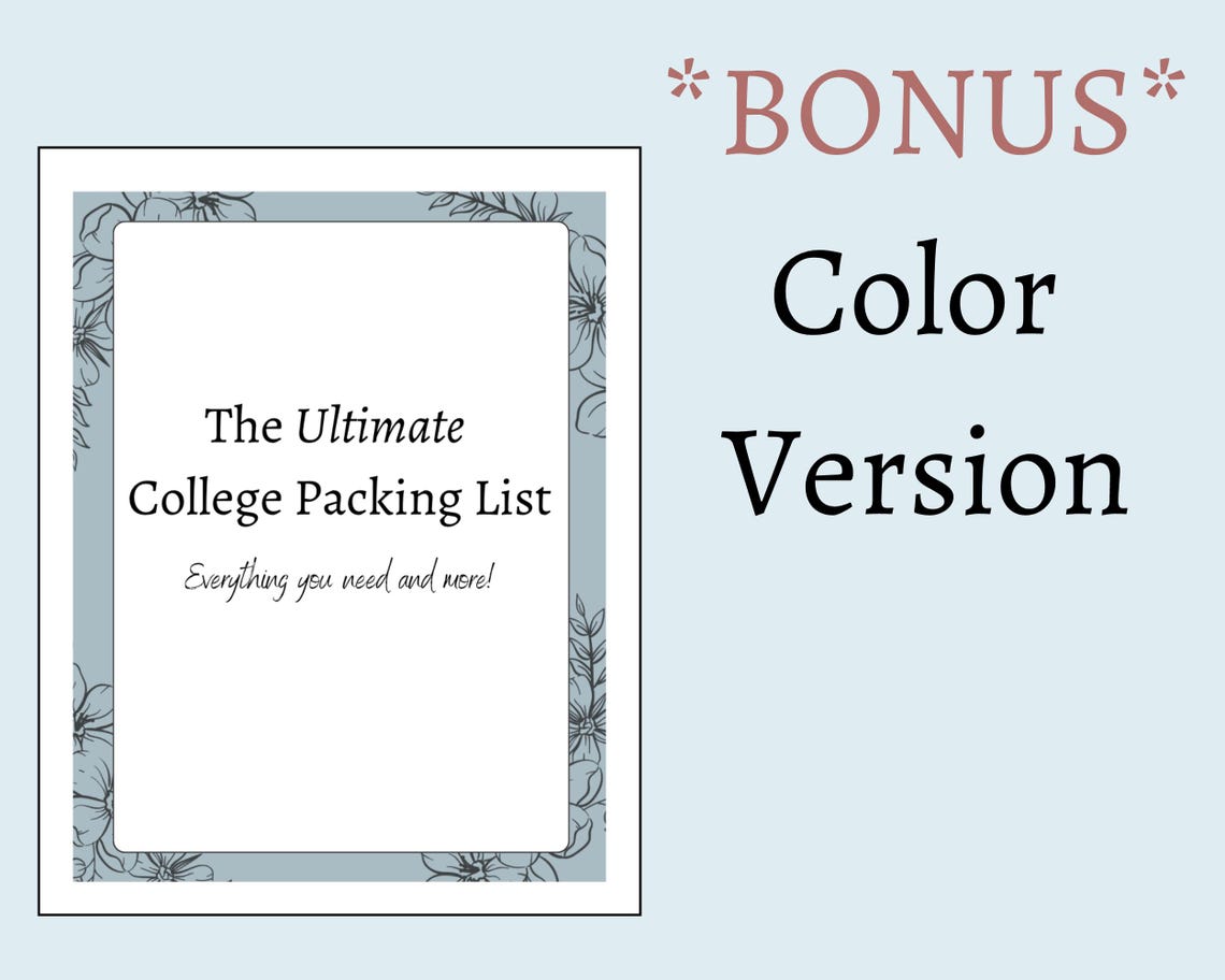 Ultimate College Packing List Printable, Dorm Room Essentials ...