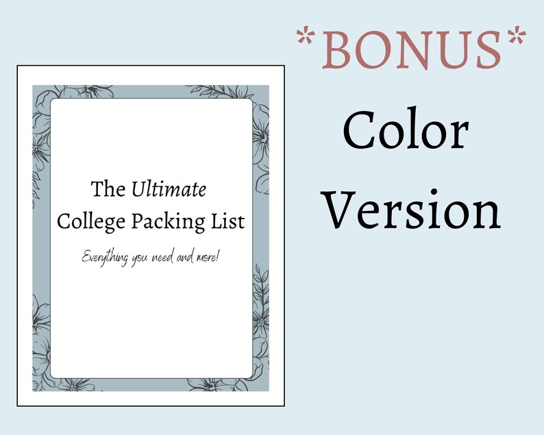 Ultimate College Packing List Printable, Dorm Room Essentials ...