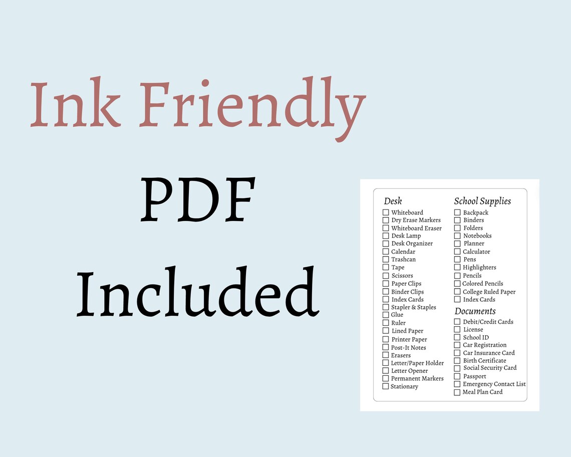 Ultimate College Packing List Printable, Dorm Room Essentials ...