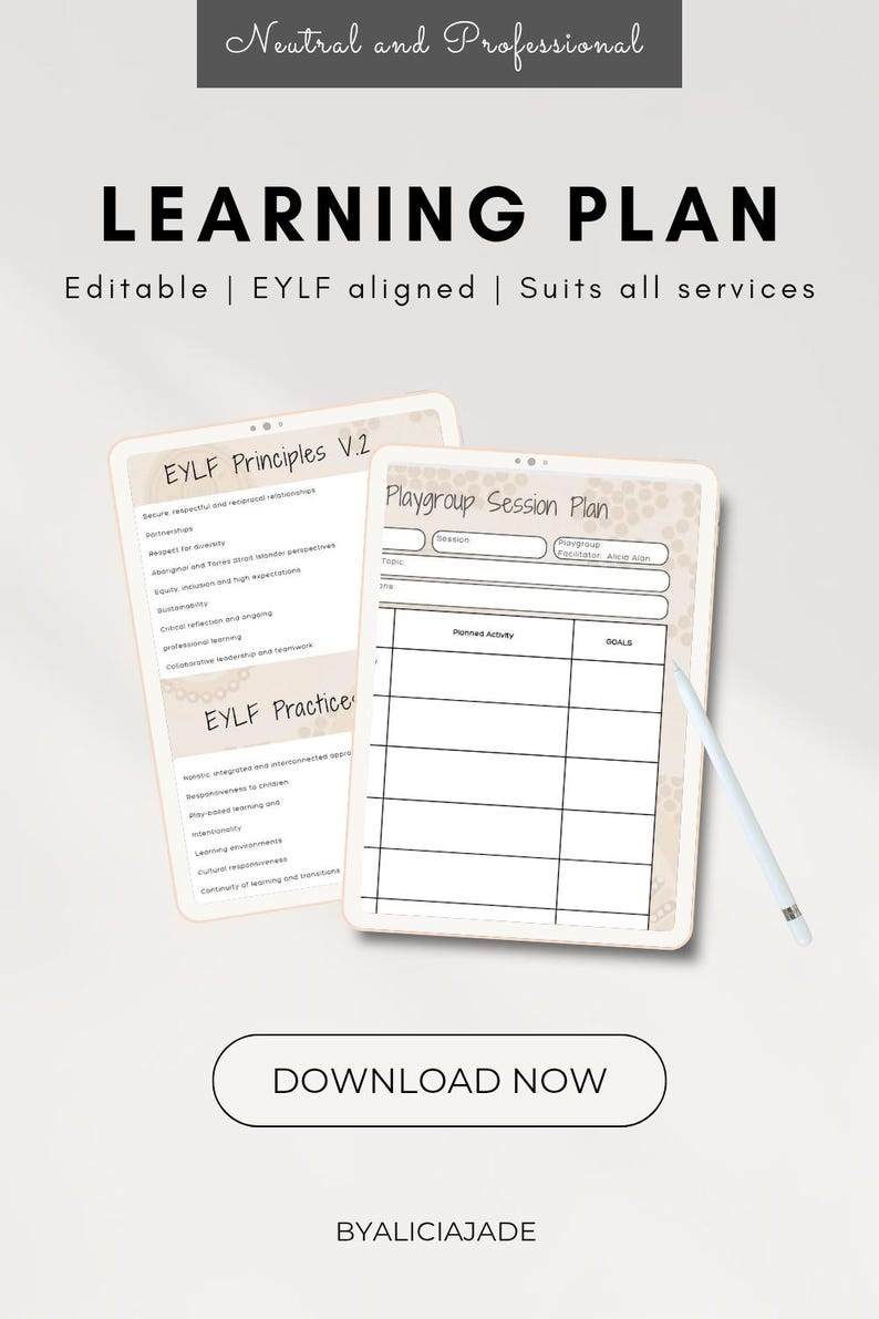 Editable EYLF Learning Plan Template | Early Childhood Educator ...