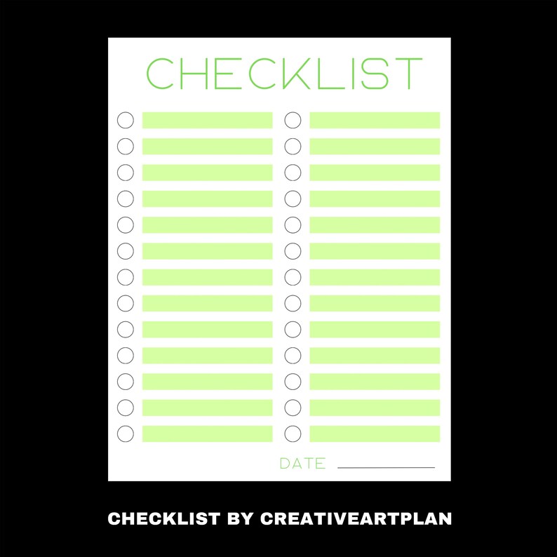 Checklist Template Blank Printable Fillable Simple Planner Instant ...