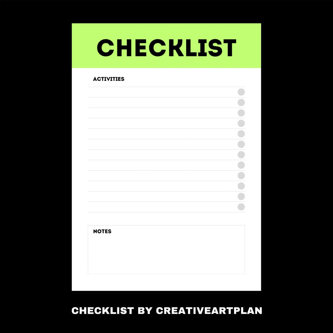 Checklist Template Blank Printable Fillable Simple Planner Instant ...