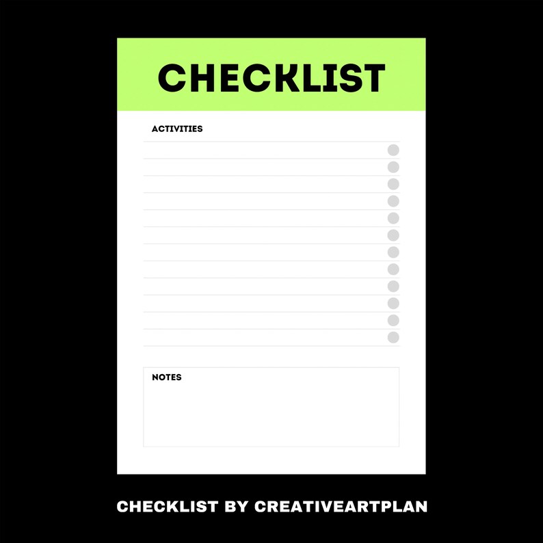 Checklist Template Blank Printable Fillable Simple Planner Instant ...