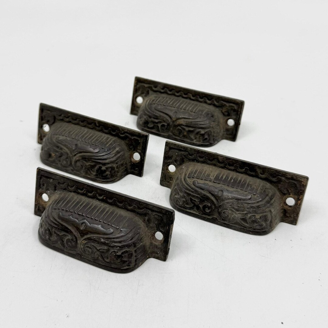 Antique Victorian Cast Iron Cup/bin Pulls (set of 4) - Etsy