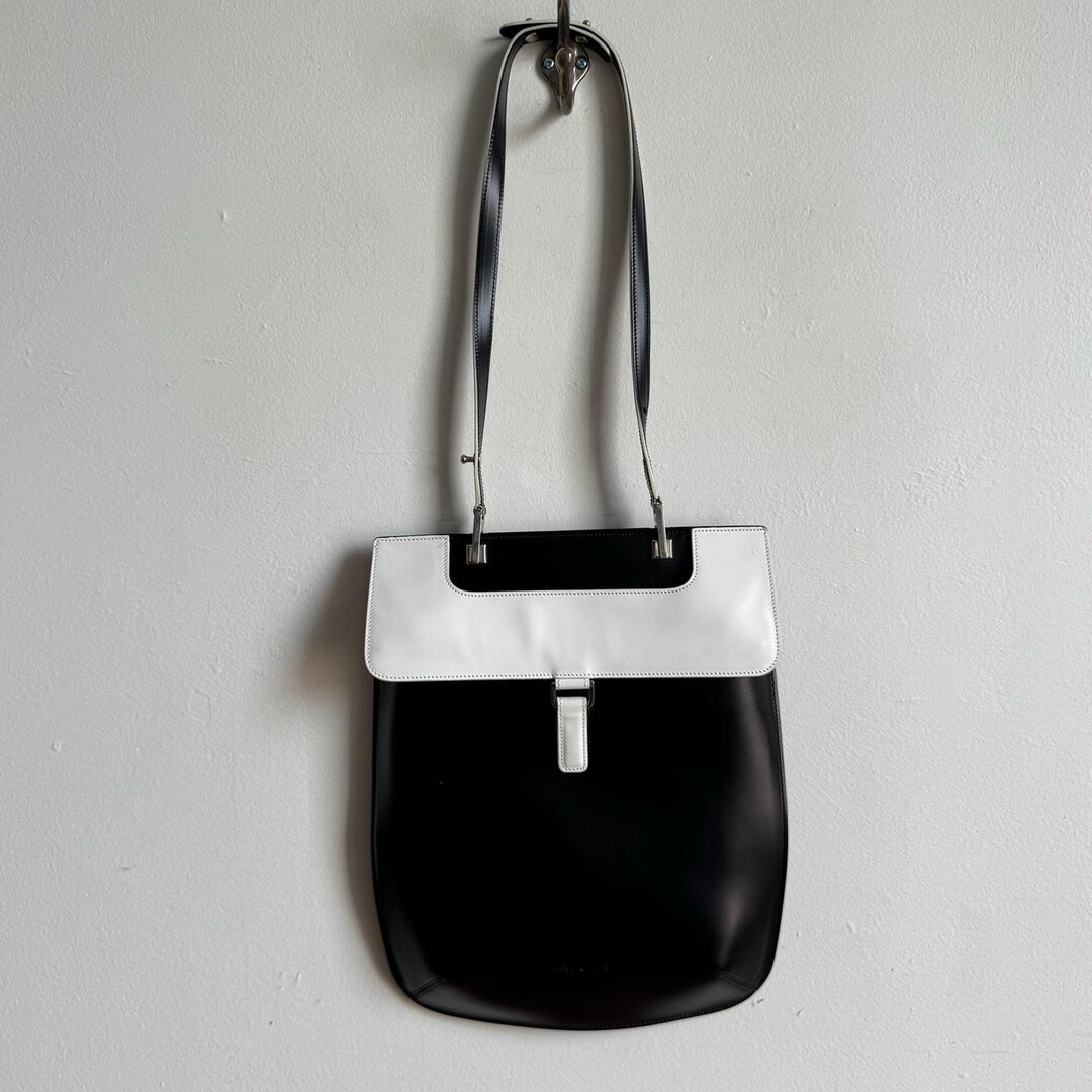 Vintage JAEGER Black & White Color Block Shoulder Bag - Etsy