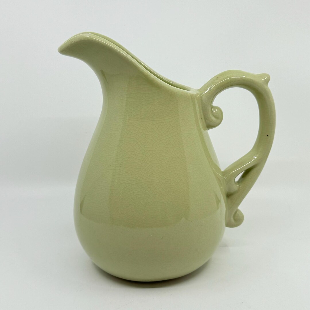 Vintage Mid-century Large Crazed Pastel Green Pitcher Jug - Etsy