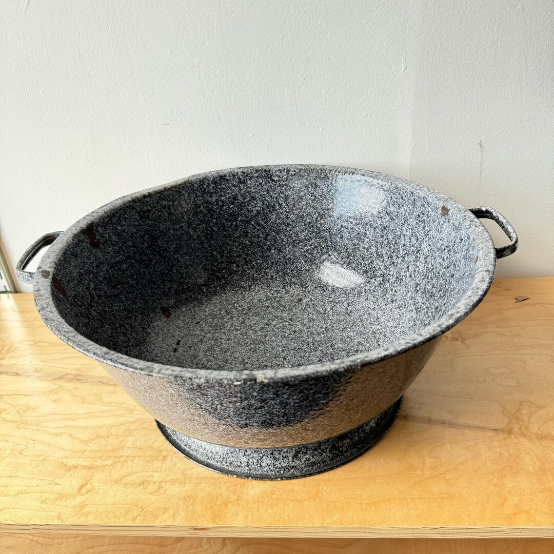 Antique Graniteware Large 17.5" Basin W/ Handles and Base - Etsy