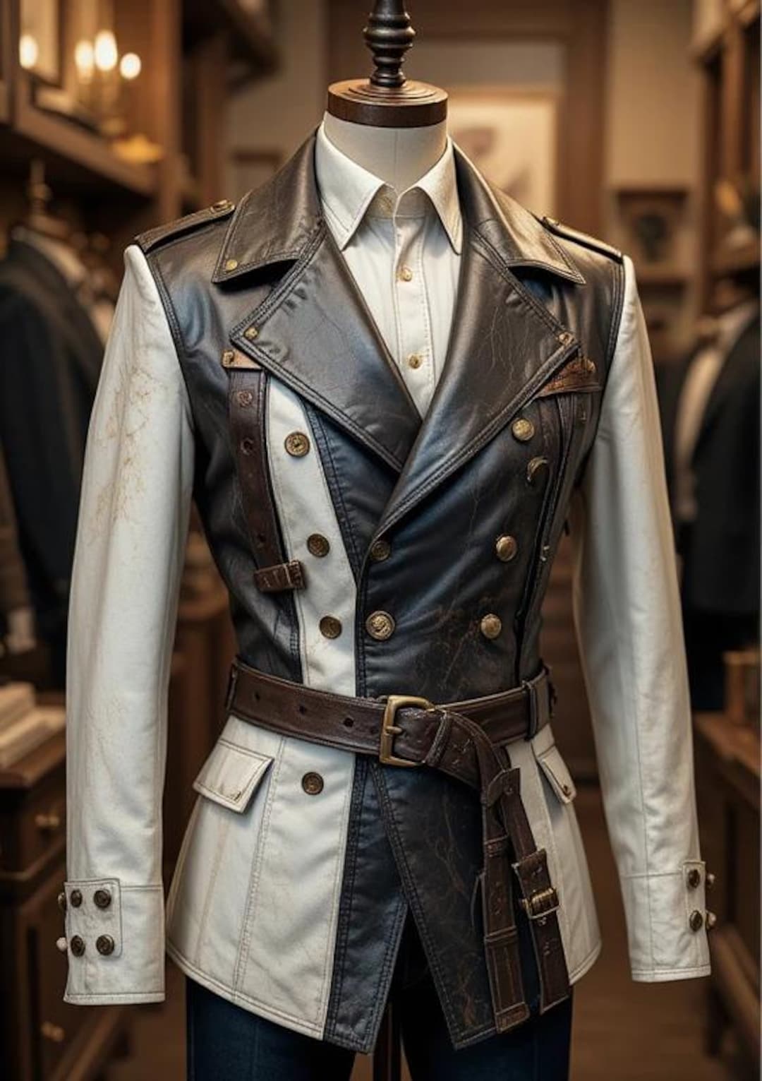 Handmade Victorian Steampunk Leather Jacket | Military Gothic Trench ...