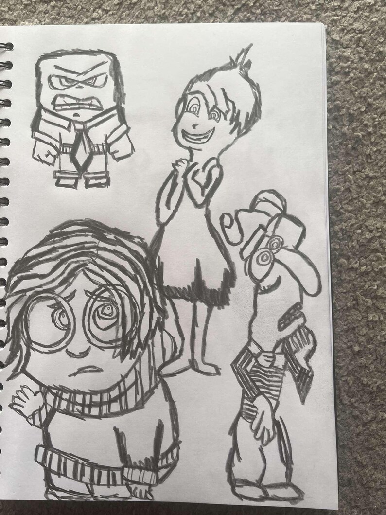 A3 Paper Inside Out 2 Drawing/ Sketch With Joy, Sadness, Anger and Fear ...