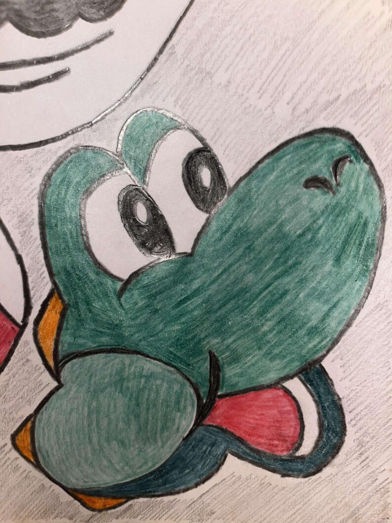 Super Mario Bros Drawings, Mario, Toad and Yoshi A3 - Etsy