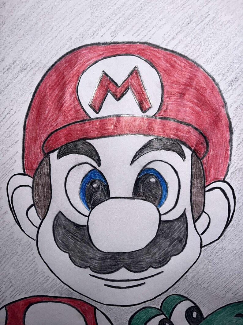 Super Mario Bros Drawings, Mario, Toad and Yoshi A3 - Etsy