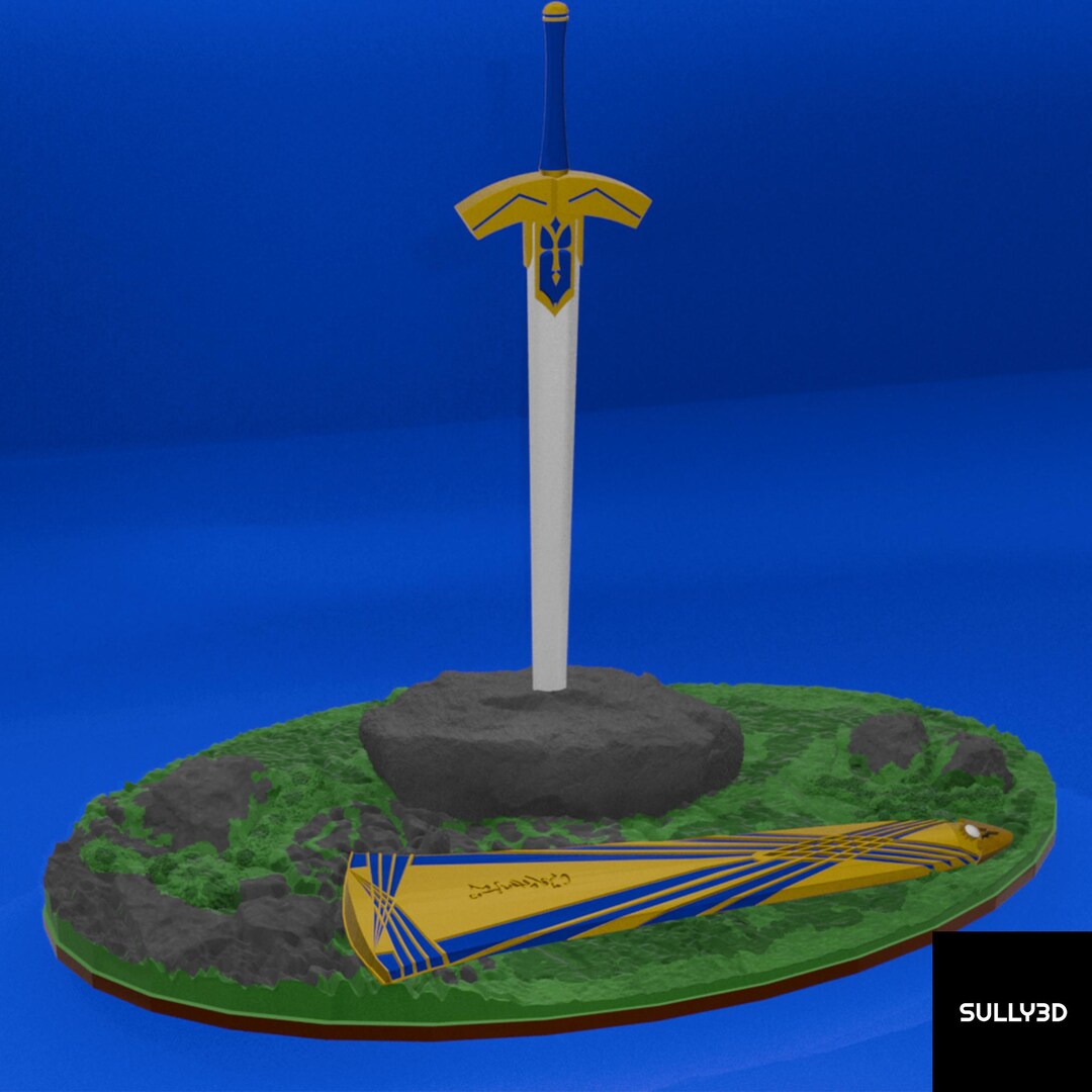 Saber Artoria's Excalibur and Avalon Miniature Model Sword and Stand ...