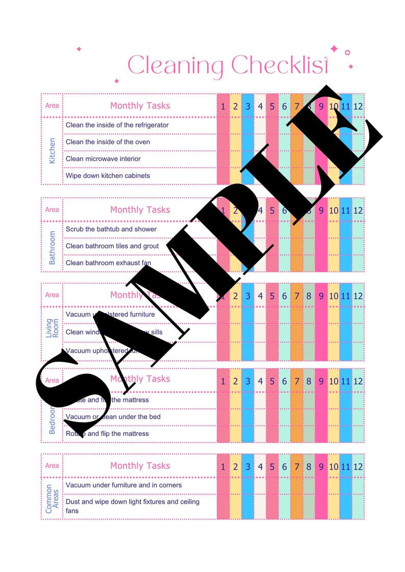 Daily and Monthly Cleaning Checklist - Etsy
