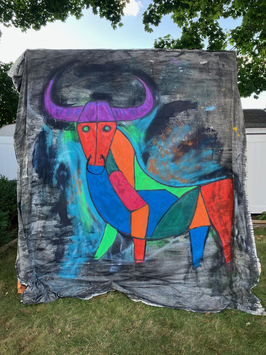 Cubist Bull Picasso Style Neon Mural Large - Etsy