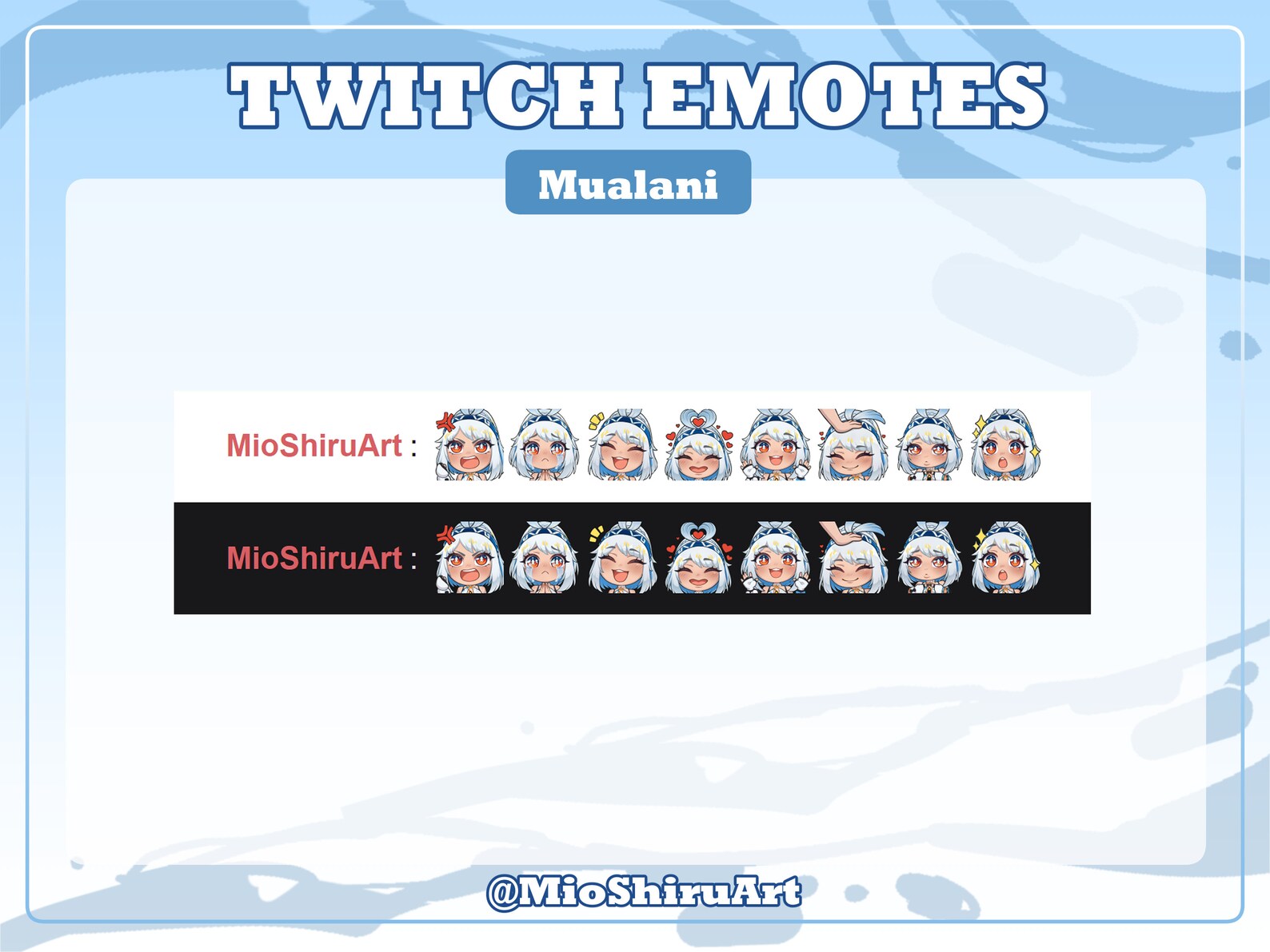 Genshin Impact Mualani Twitch Emote Pack Stream Emotes Twitch Emotes ...