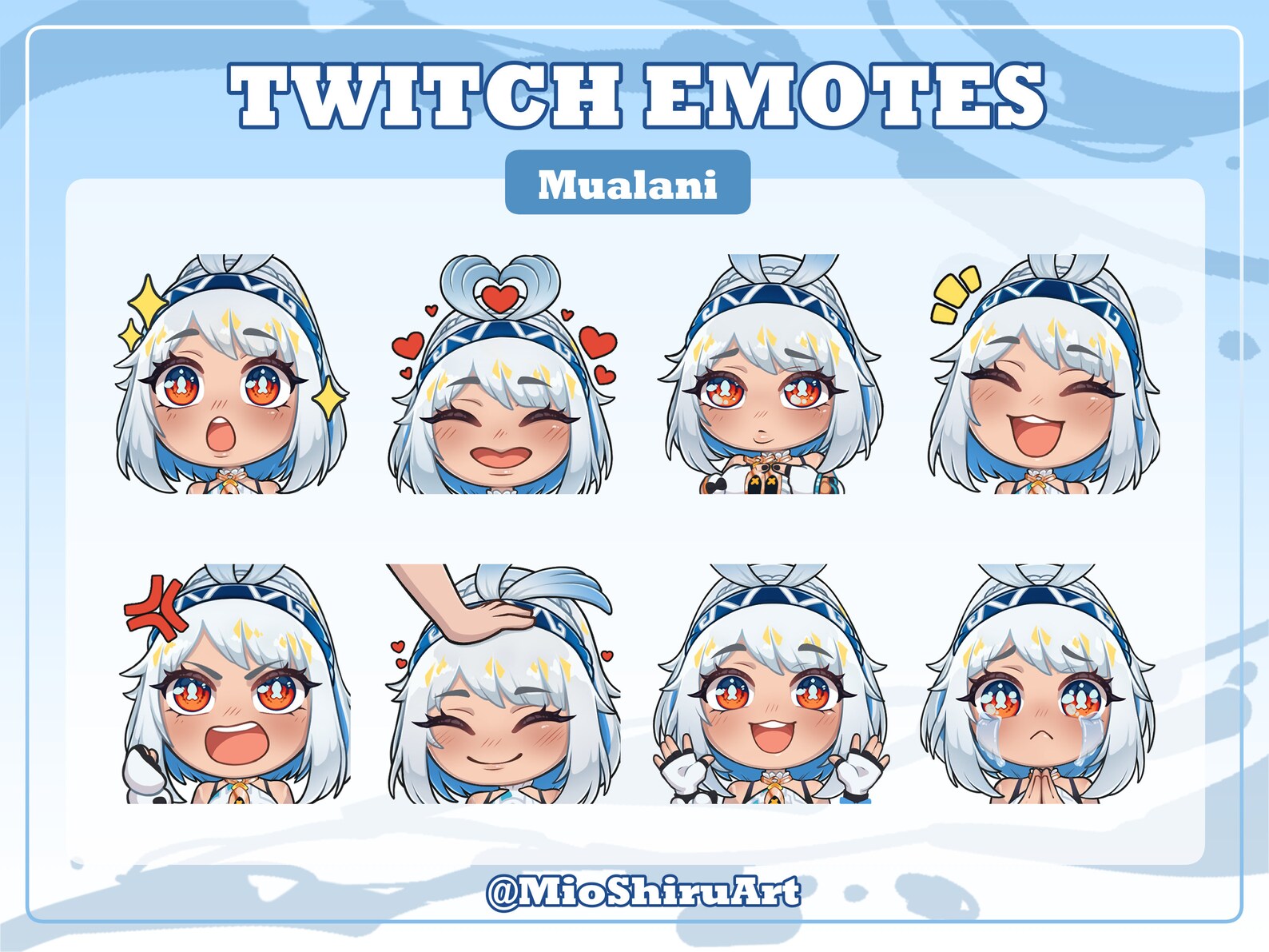Genshin Impact Mualani Twitch Emote Pack Stream Emotes Twitch Emotes ...