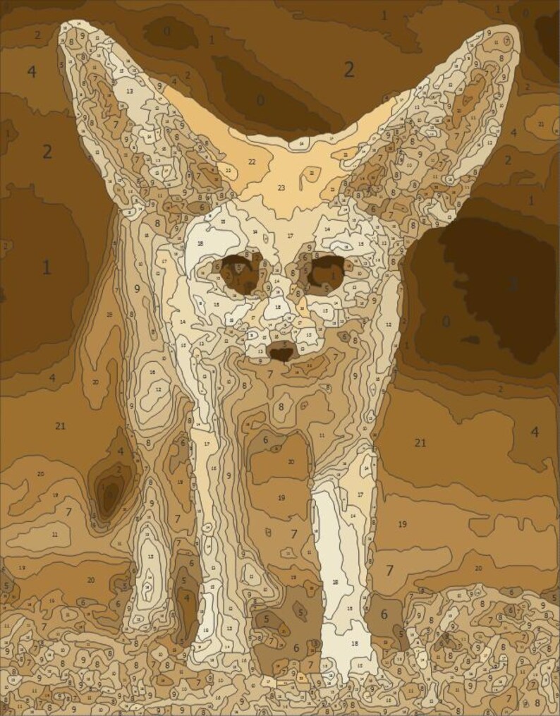 Cute Fennec Fox Digital Paint by Number Kit Create Adorable Wildlife ...