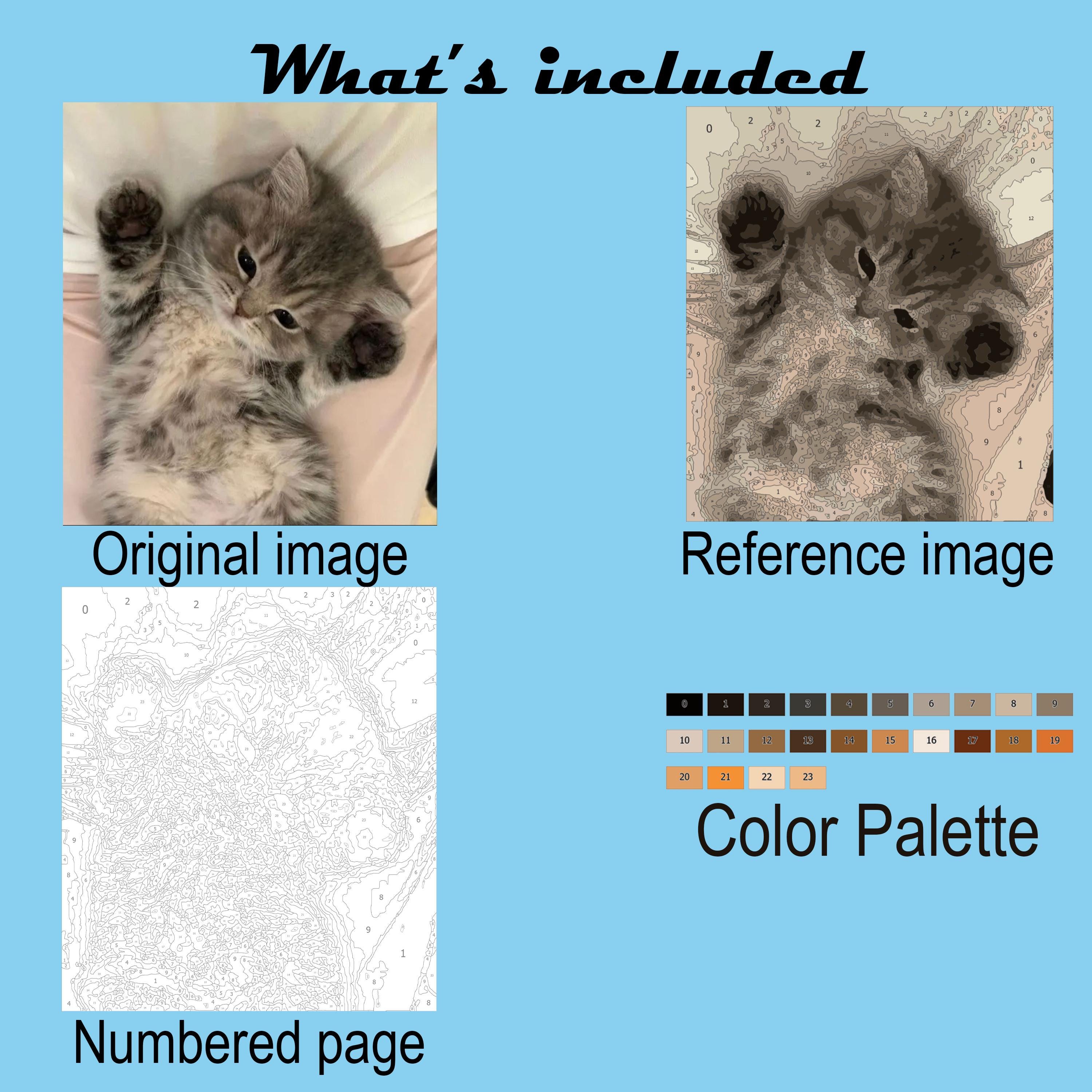 Cute Kitty With Plushy Digital Paint by Number Kit Adorable DIY Cat Art ...