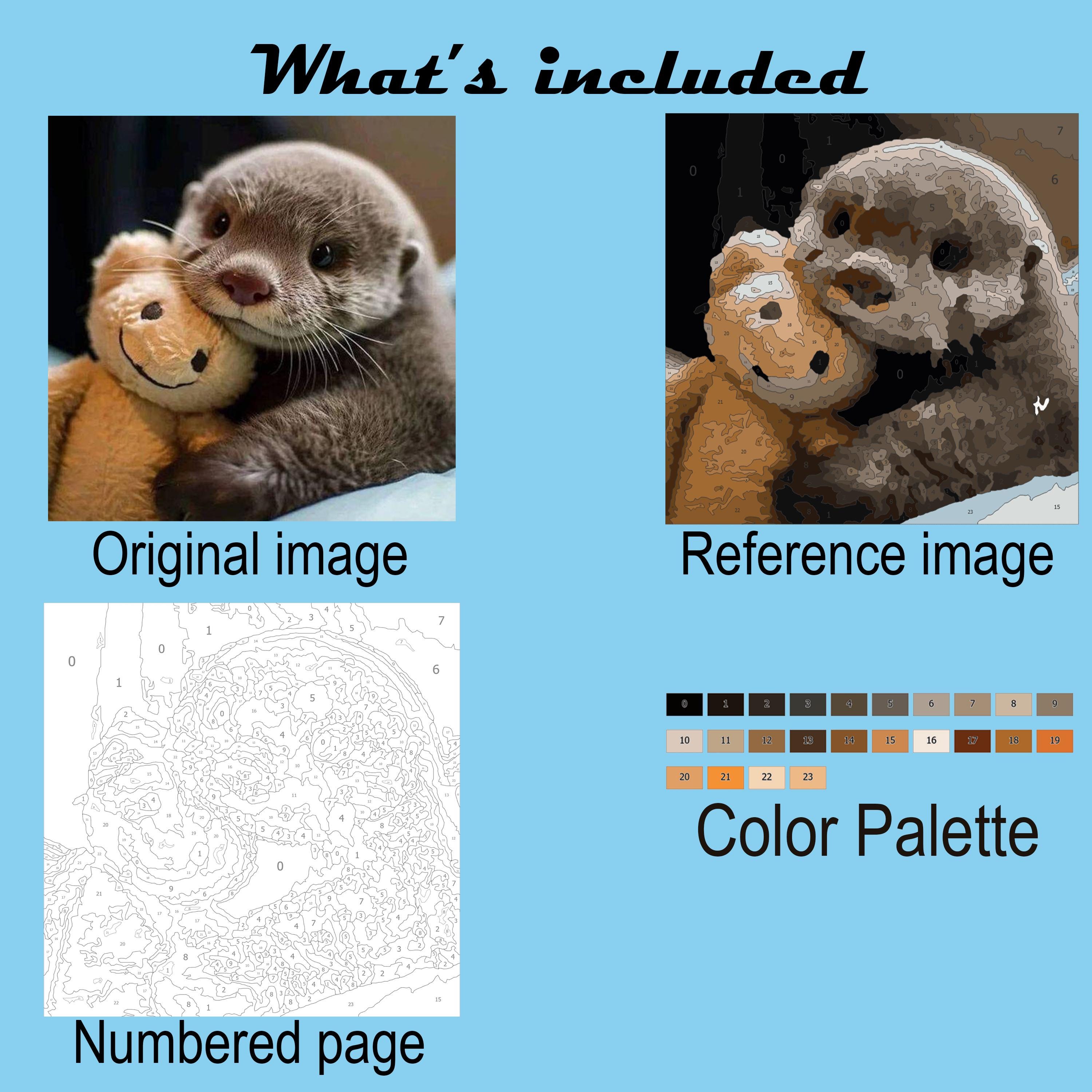 Cute Otter With Plushy Digital Paint by Number Kit Adorable DIY Animal ...