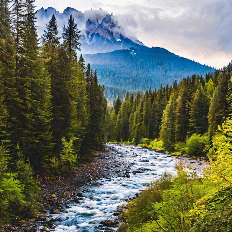 Color by Numbers for Adults Mountain River Printable Paint by Numbers ...