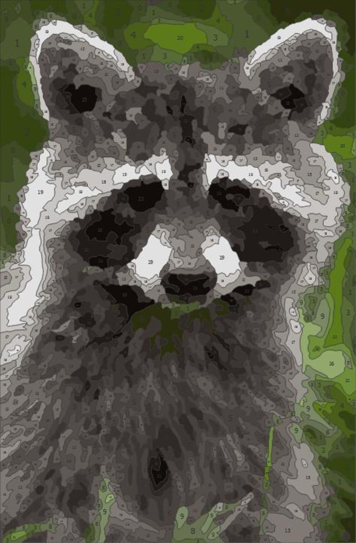 Color by Numbers for Adults Cute Racoon Printable Paint by Numbers ...