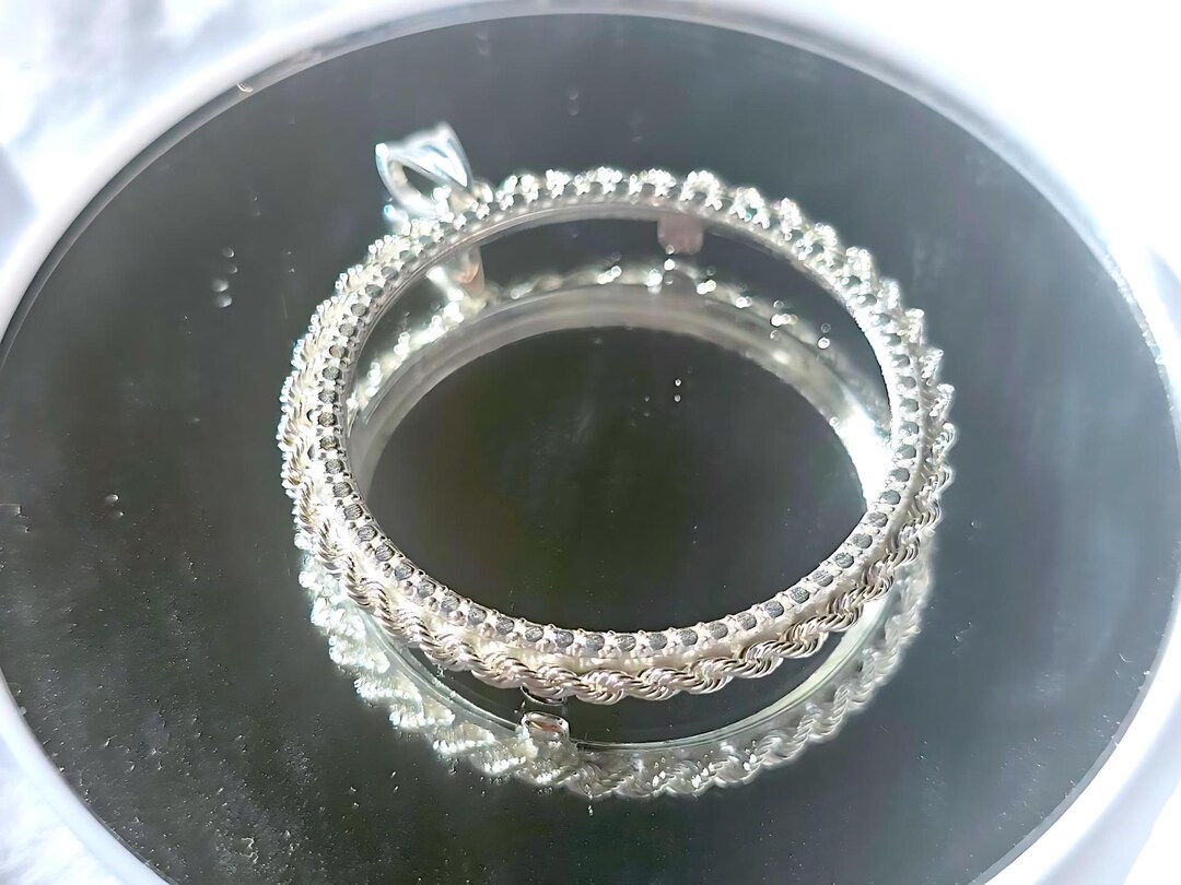 925 Sterling Silver Prong Back Illusion Rope Bezel for 38mm 1 Dollar ...