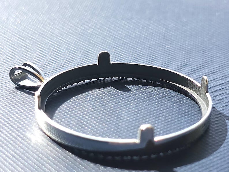 925 Sterling Silver Prong Back Illusion Edge Bezel for 38mm 1 Dollar ...