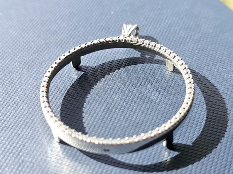 925 Sterling Silver Prong Back Illusion Edge Bezel for 38mm 1 Dollar ...