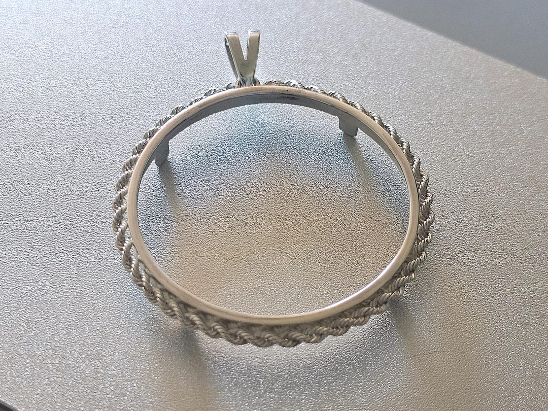 925 Sterling Silver Rope Edge Bezel for 39mm 1 Oz Silver Rounds Casino ...