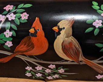 Mailbox Hand Painted; Red Cardinal in Field of Flowers, Decorative ...