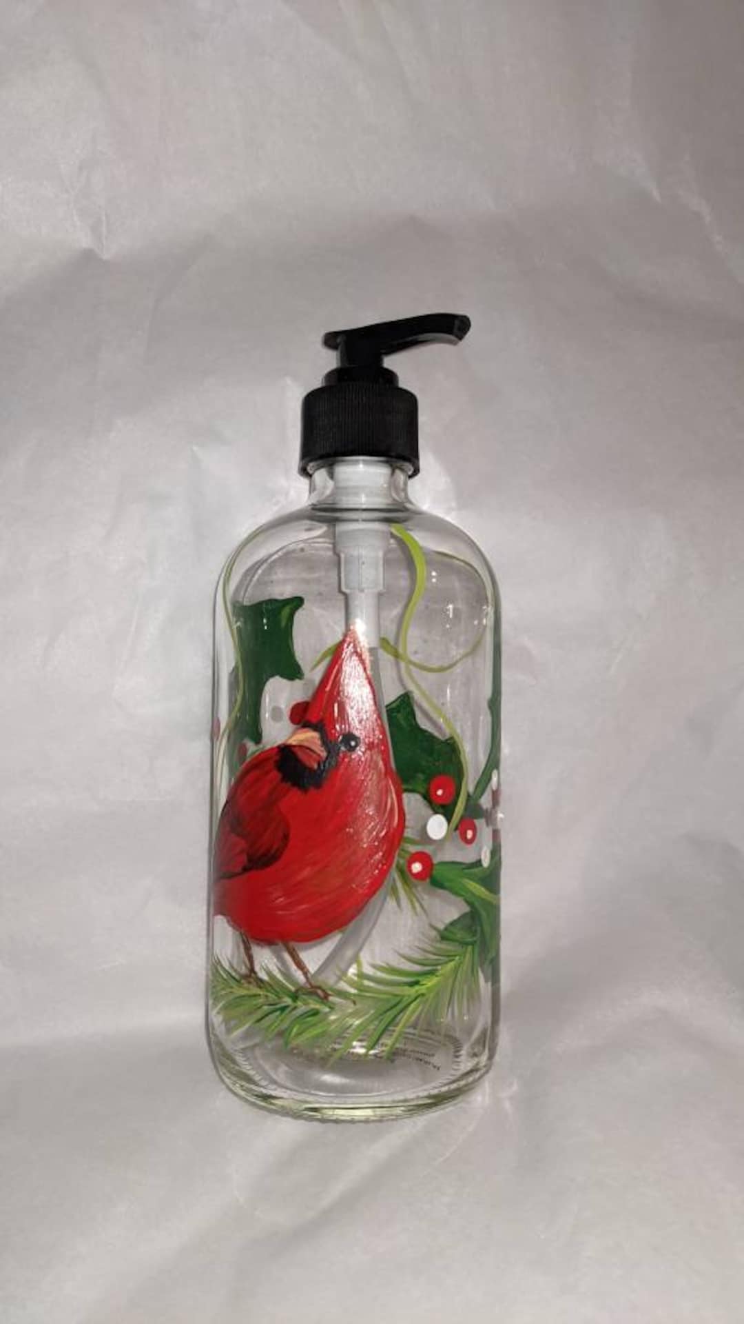 Hand-painted Cardinal Lotion or Soap Pump Bottle Dispenser - Etsy