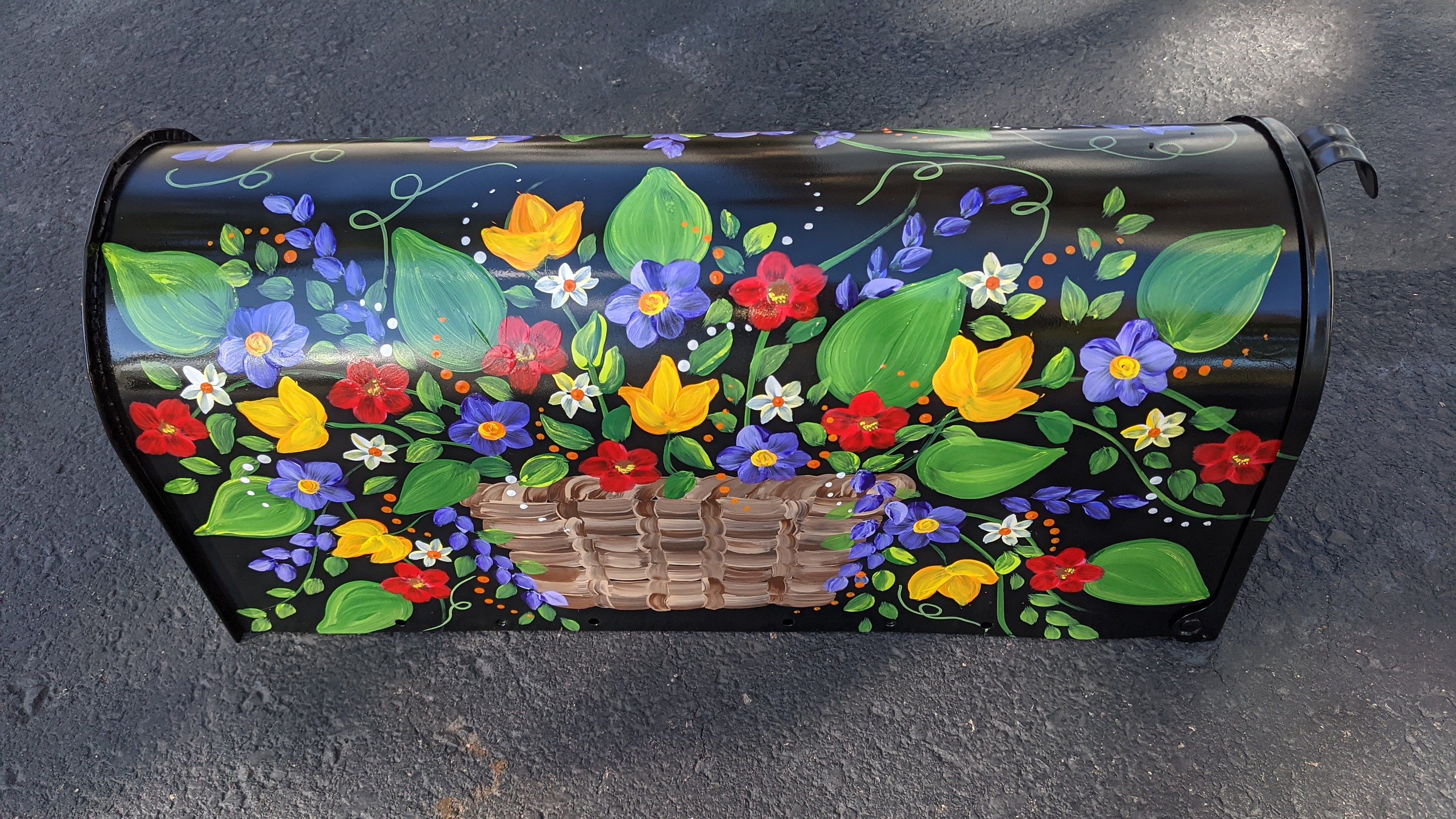 Whimsical Basket of Flowers Hand Painted Mailbox - Etsy