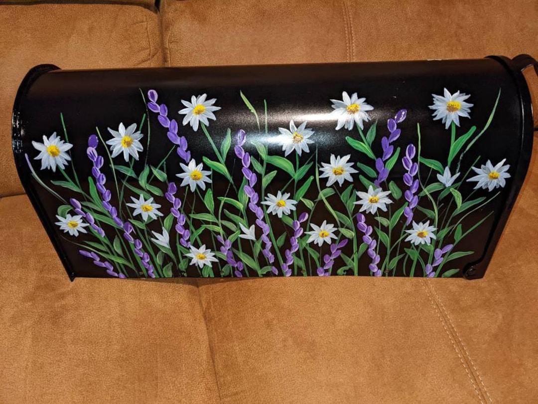 Yellow Daisies and Purple Flowers Hand Painted Mailbox - Etsy