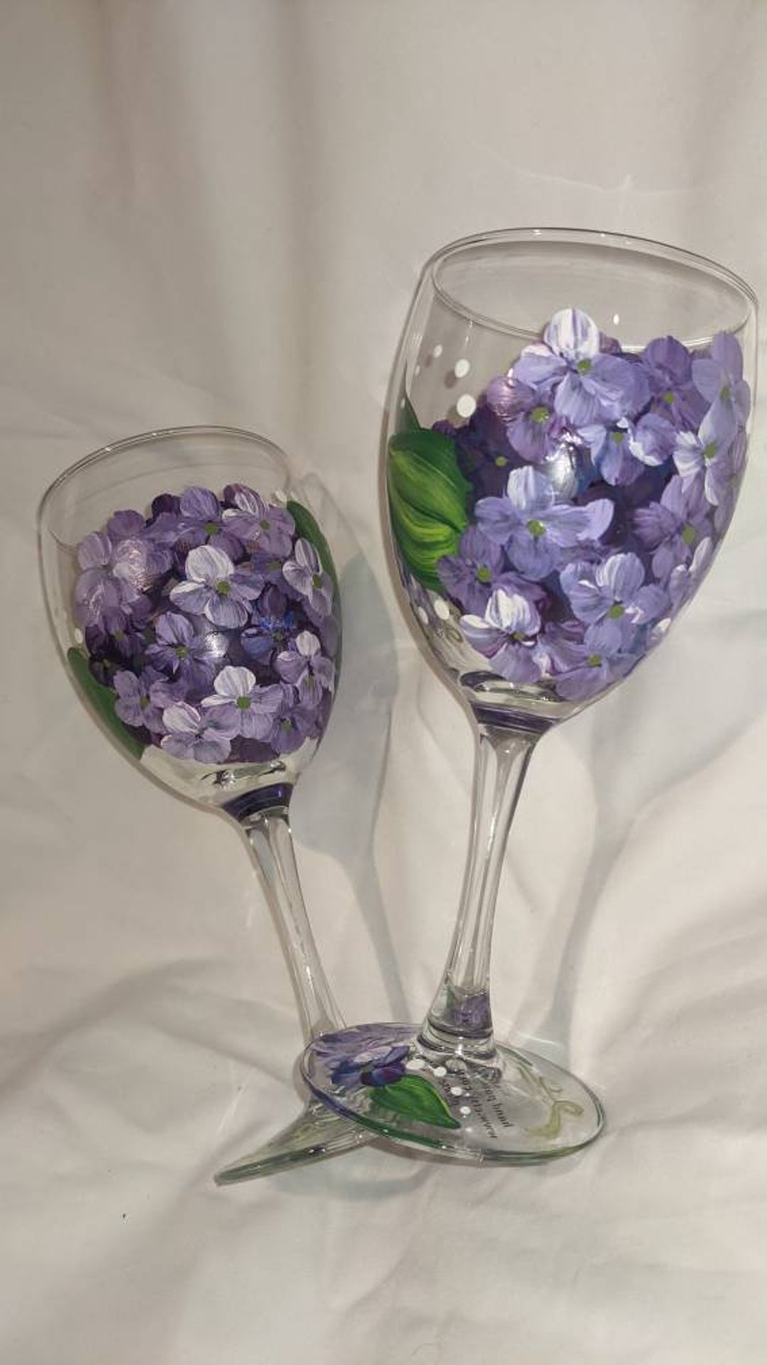 Hydrangea Wine Glasses pair - Etsy