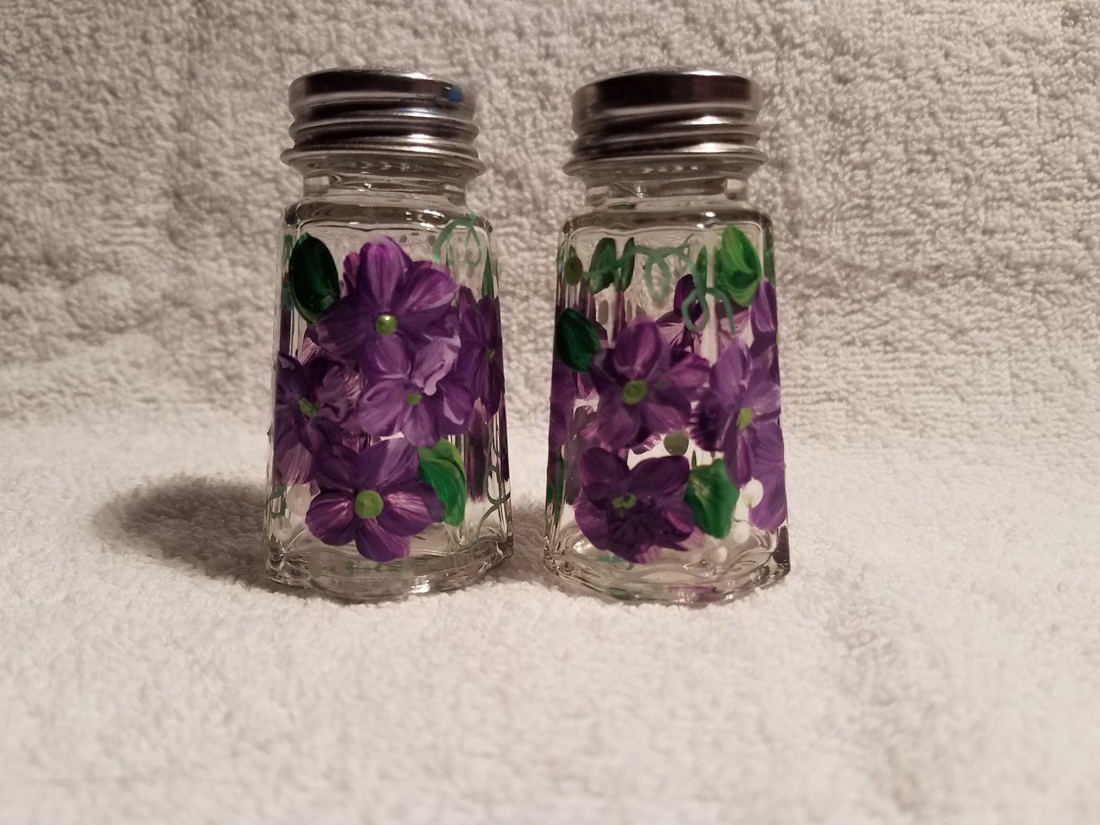Purple Flowered Salt & Pepper Shakers - Etsy