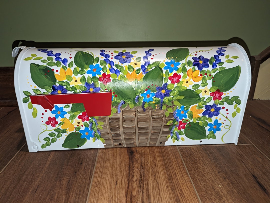 Whimsical Basket of Flowers Hand Painted Mailbox - Etsy