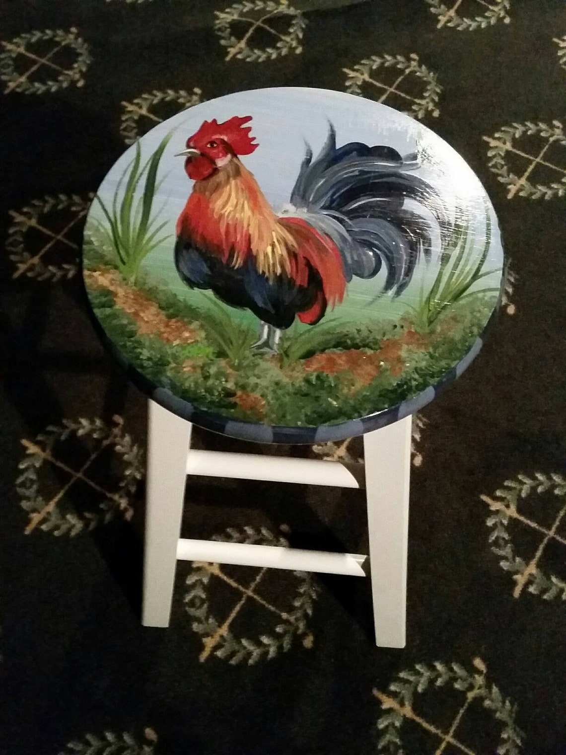 Rooster Design Custom Painted Barstools and Counter Stools | Etsy