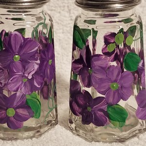 Purple Flowered Salt & Pepper Shakers - Etsy