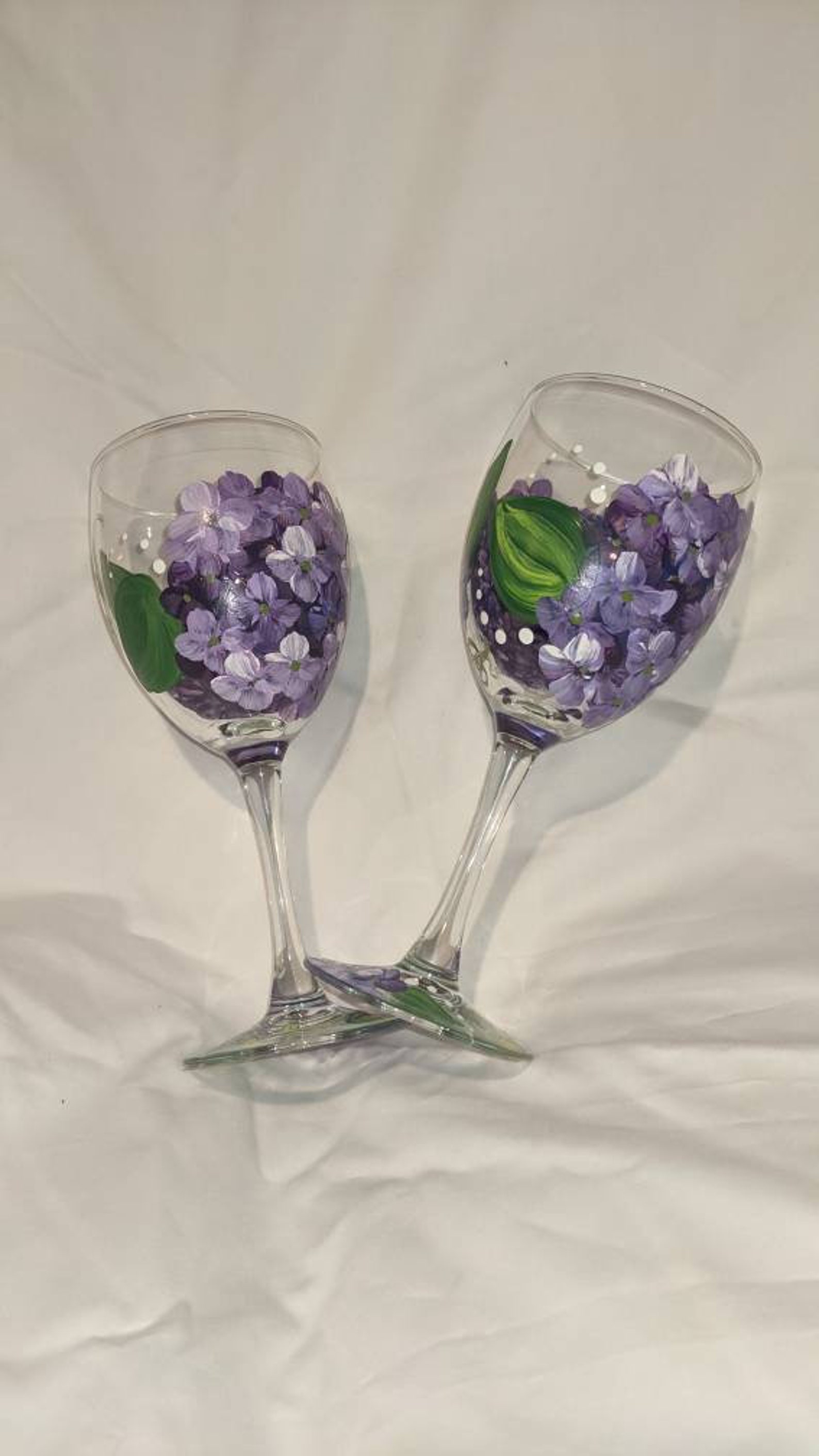 Hydrangea Wine Glasses (pair) - Etsy