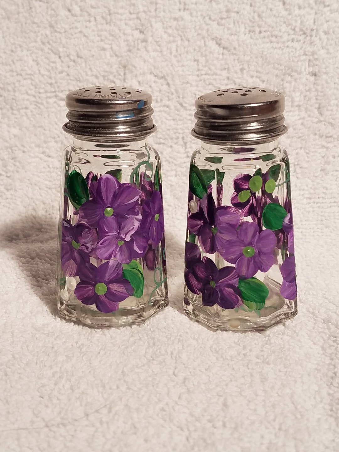 Purple Flowered Salt & Pepper Shakers - Etsy