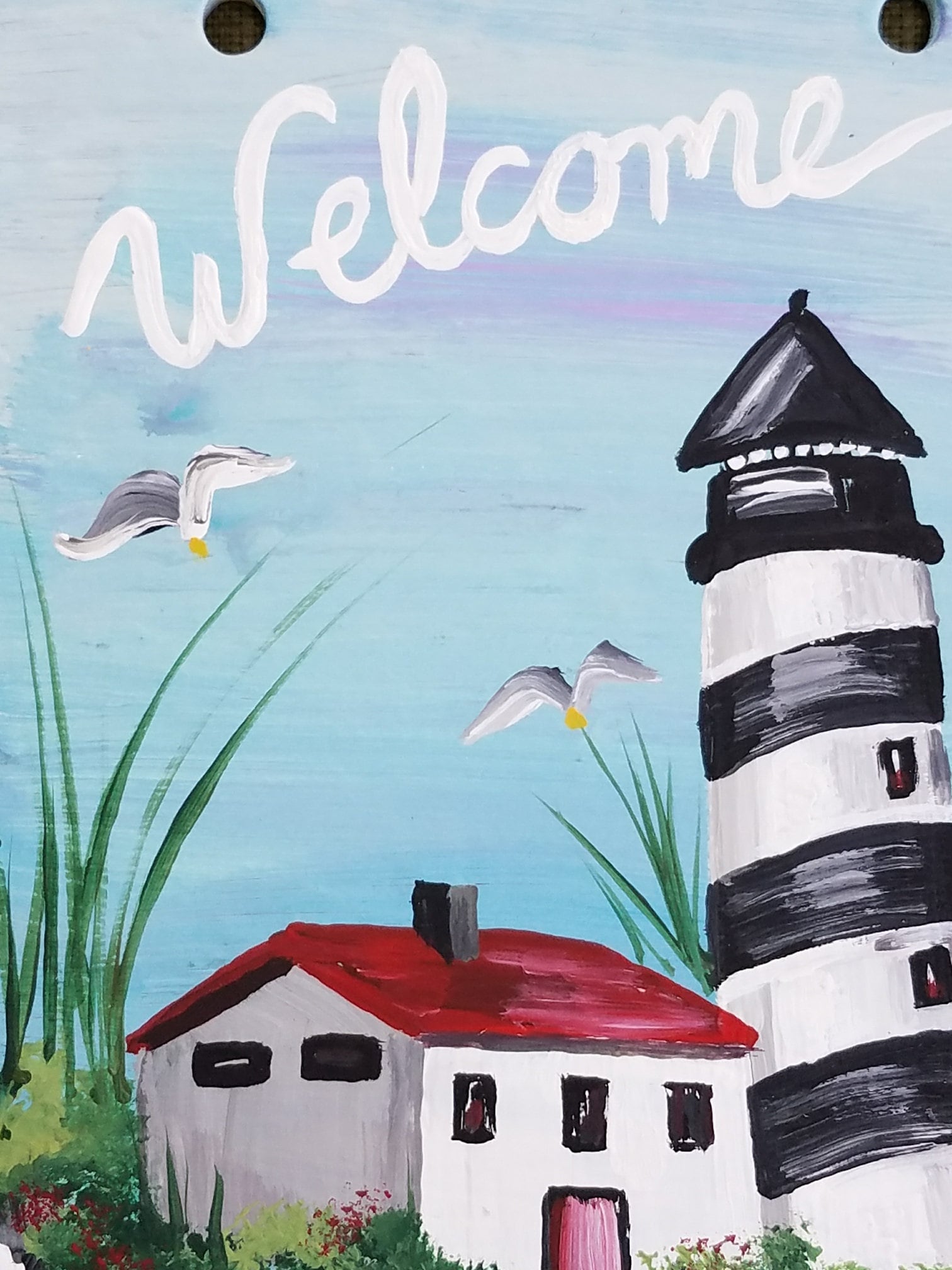 Lighthouse welcome hand painted slate II | Etsy