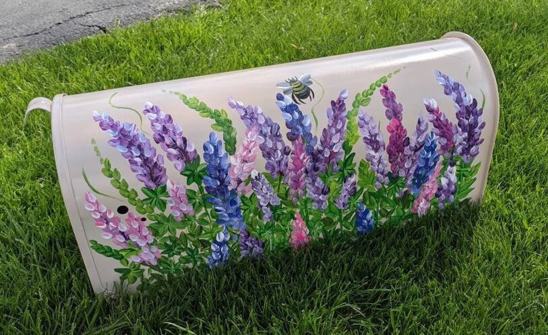 Lupines Hand Painted Mailbox - Etsy