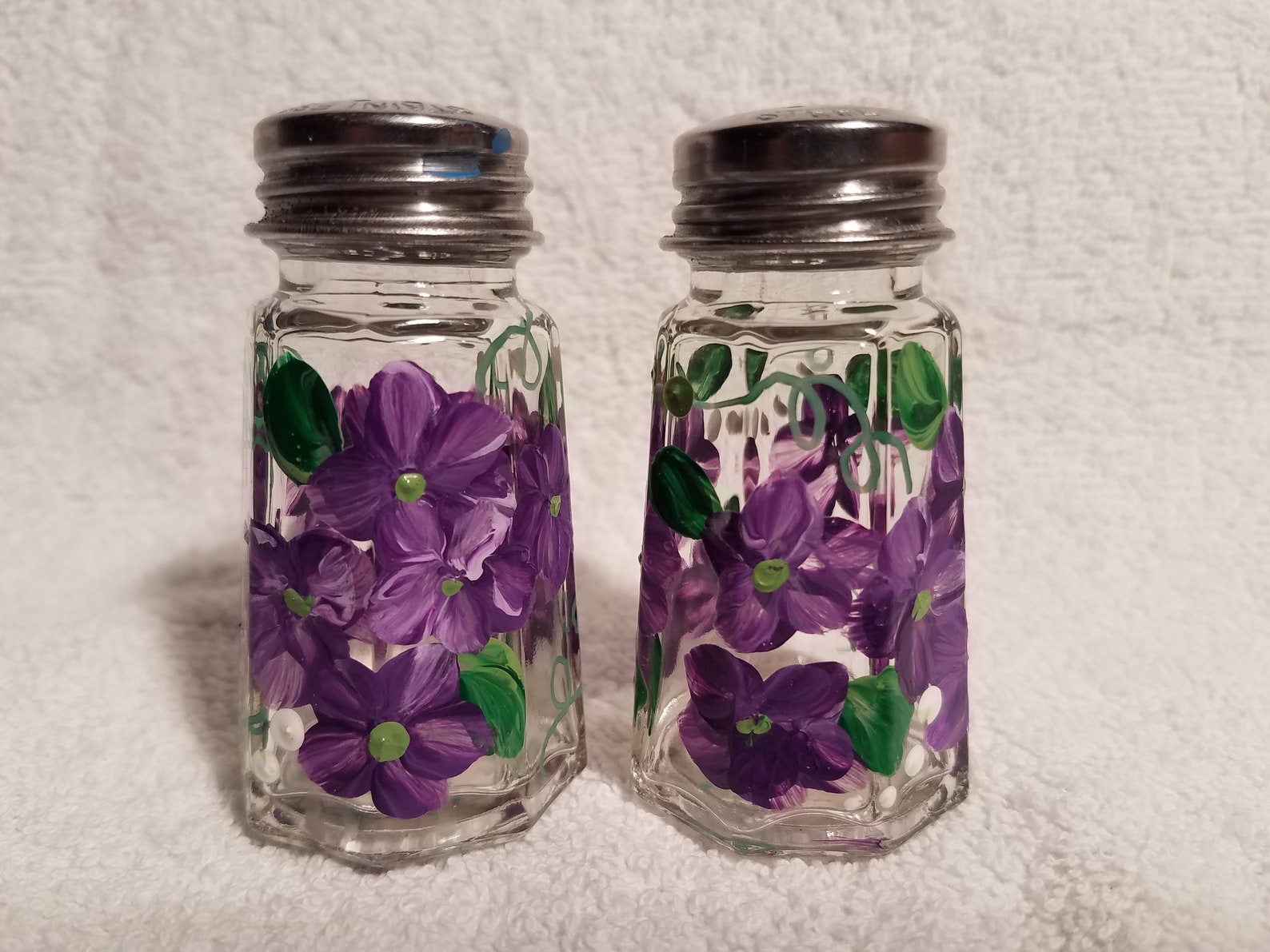 Purple Flowered Salt & Pepper Shakers - Etsy