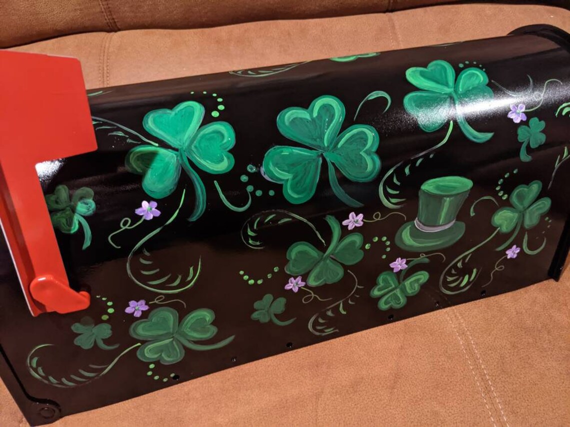 Shamrock Irish Hand Painted Mailbox - Etsy