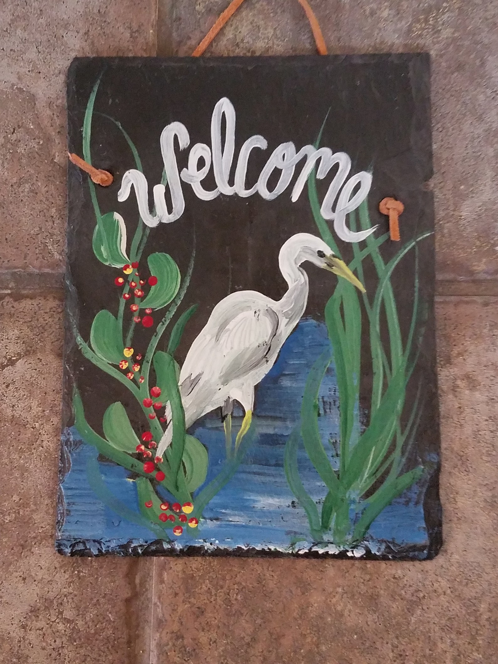 Seashore Beach Egret Welcome Sign - Etsy